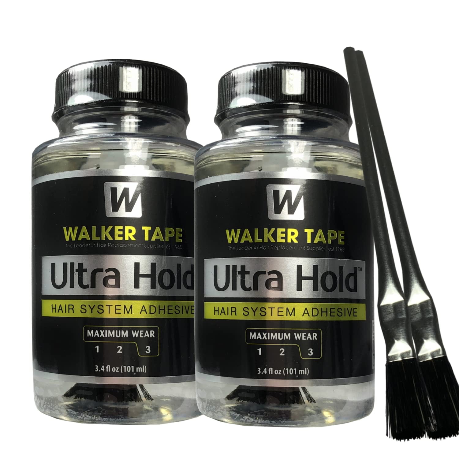 2pcs Ultra Hold Hair System Adhesive 3.4oz w/ 2pcs Brush Applicator ...