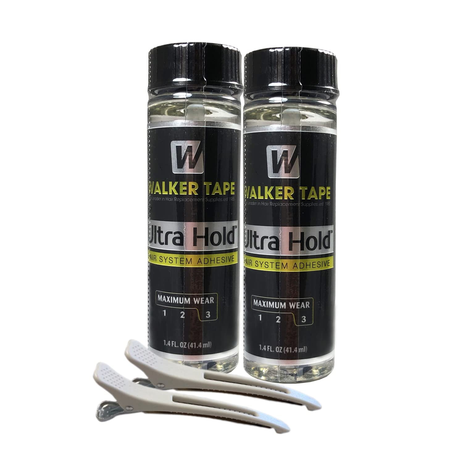 2pcs Ultra Hold Hair Wig Glue Adhesive 1.4oz w/ 2pcs White Hair Clip ...