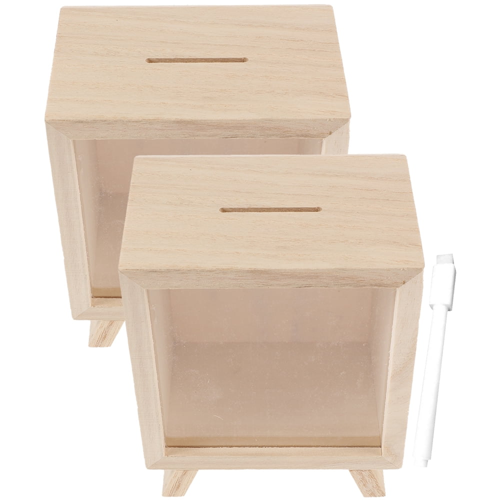 2pcs Unbreakable Wood Money Box Piggy Bank Money Savings Jar Coin Jar ...