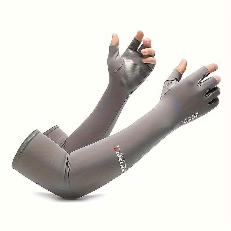 2pcs Unisex Sports Arm Sleeves with Half-Finger Gloves, Non-Slip Palm ...