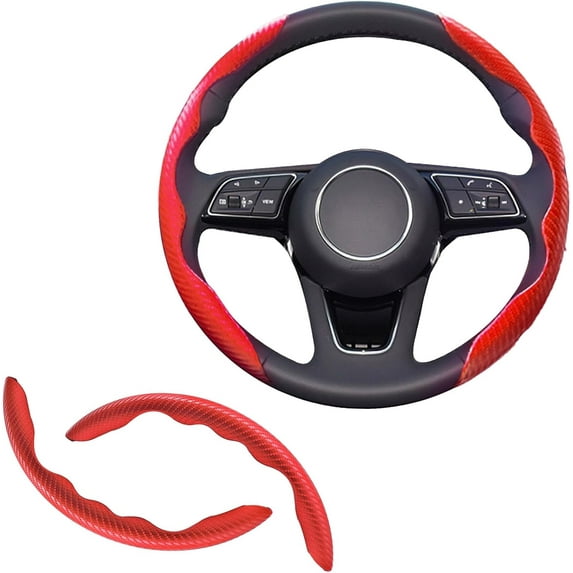 2pcs Universal Fit Carbon Fiber Steering Wheel Cover, Anti-Skid ...