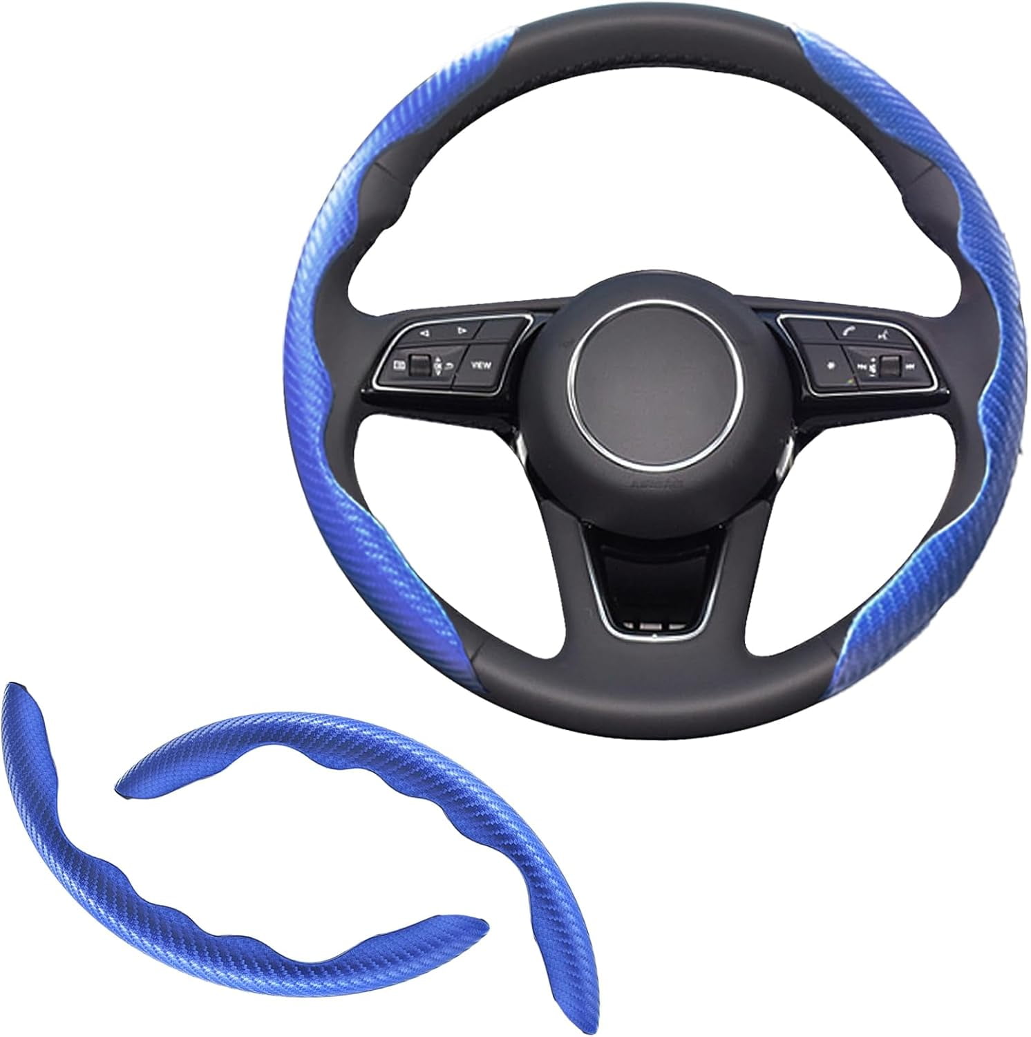 2pcs Universal Fit Carbon Fiber Steering Wheel Cover, Anti-Skid ...