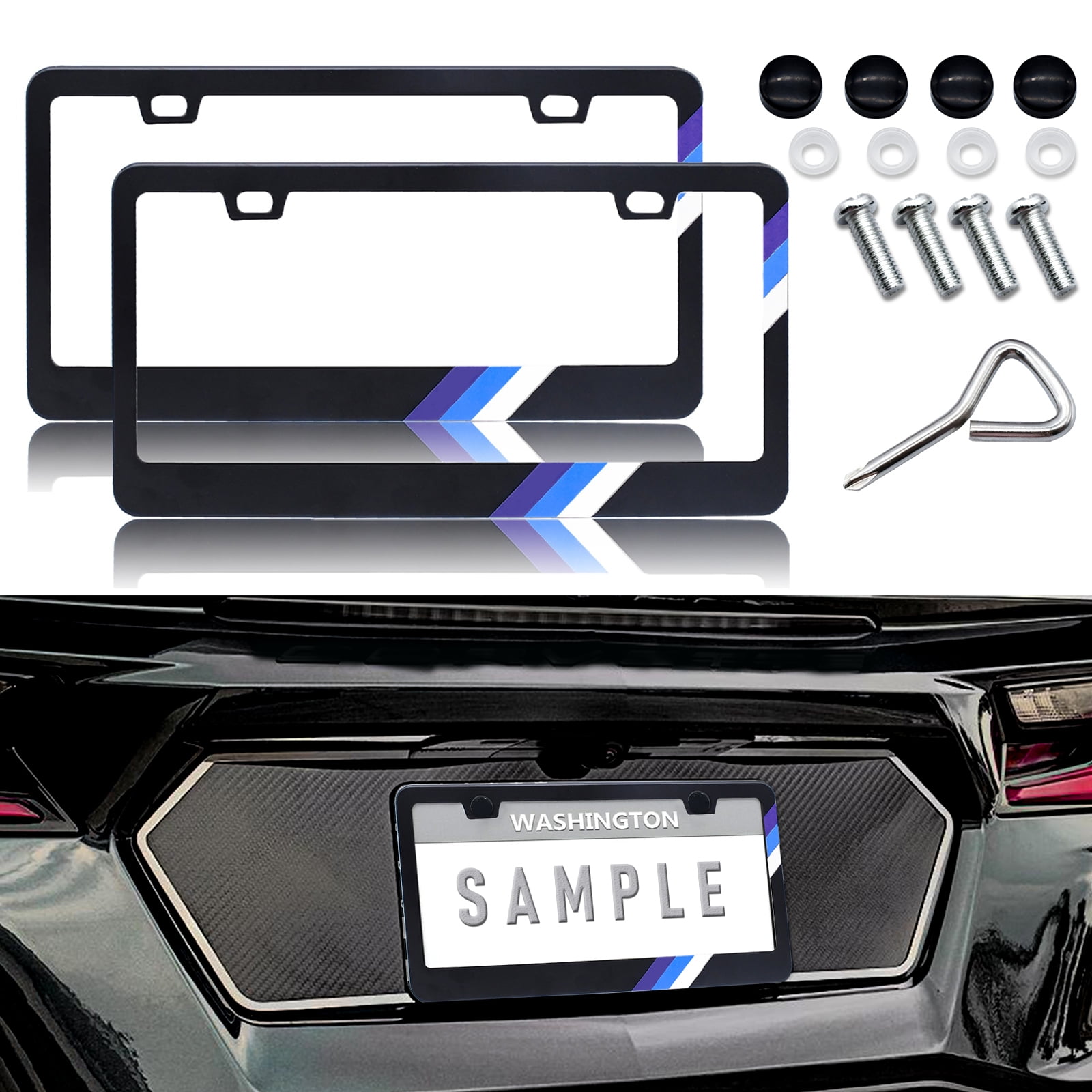 2pcs Universal For Toyota Accessory Tri 3 Color Car License Plate ...