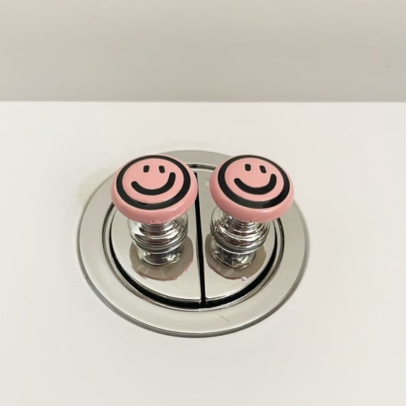 2pcs Universal Joyful Face Toilet Flush Button - Easy Press Tool for ...