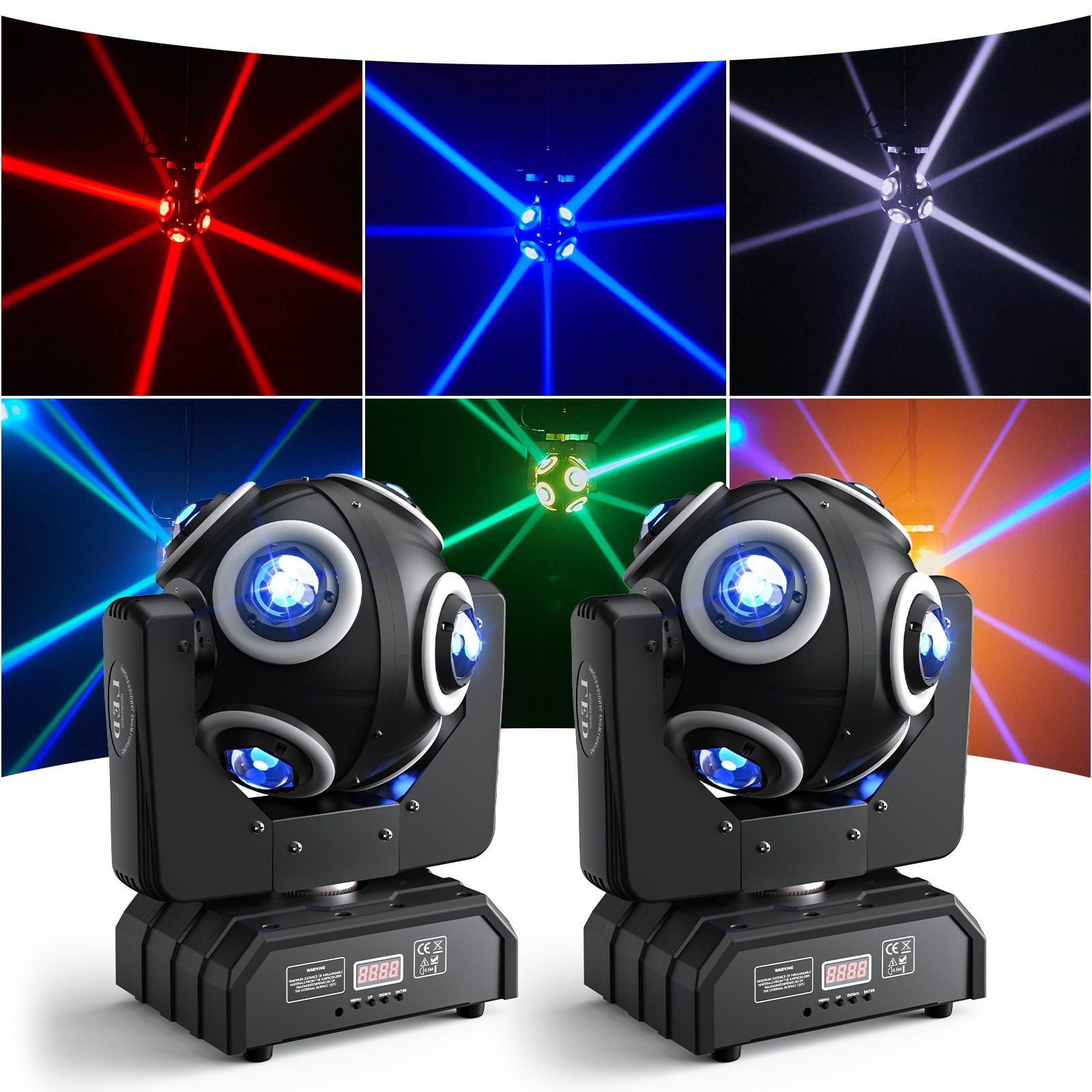 2pcs Universe LED DJ Disco Light, Spherical RGBW Moving Head 360 ...