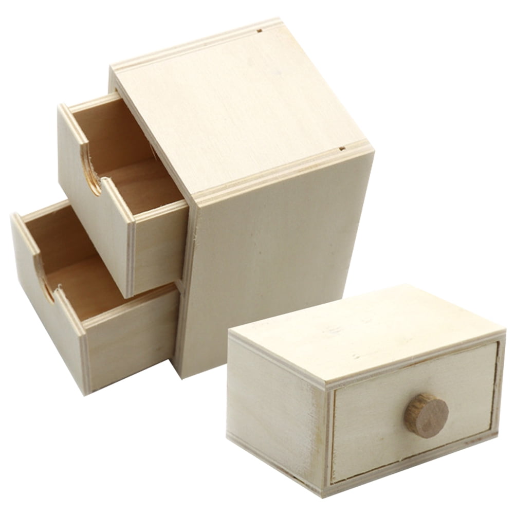 2pcs Unpainted Wooden Small Drawers DIY Blank Wooden Small Drawers DIY ...