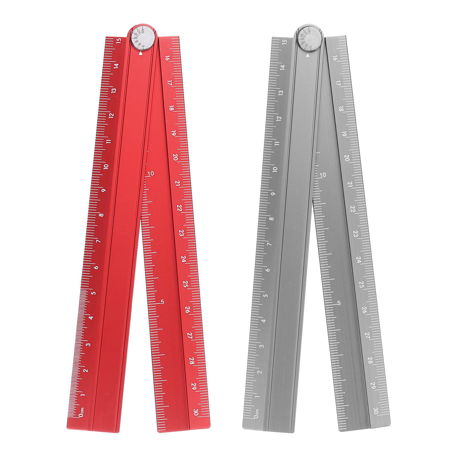 Uxcell 2Pcs Folding Straight Rulers 30cm Metric Protractors 2 Colors ...