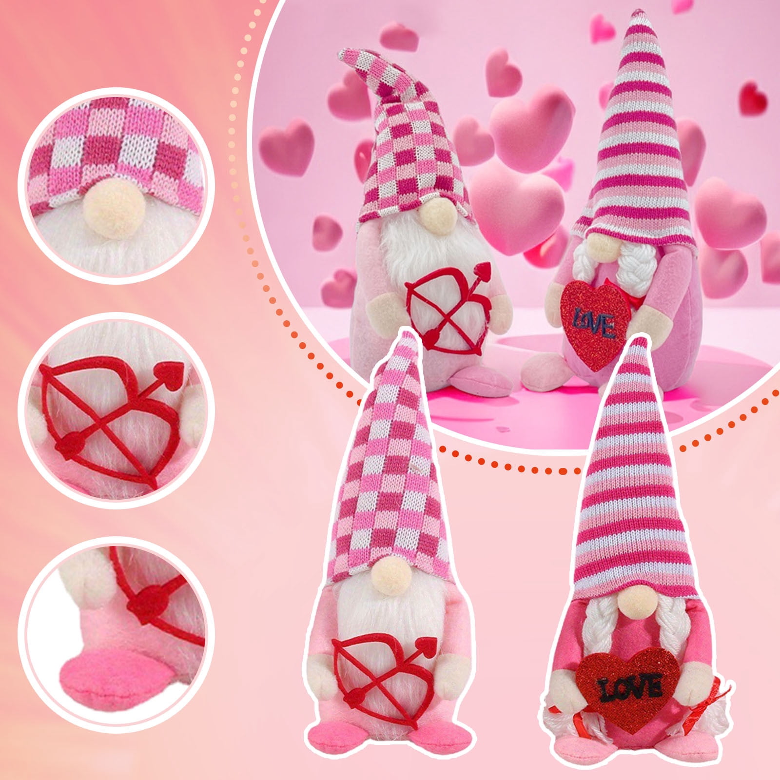 2pcs Valentine Plush Dolls Cute striped Cuddly Elf with Signs Love ...