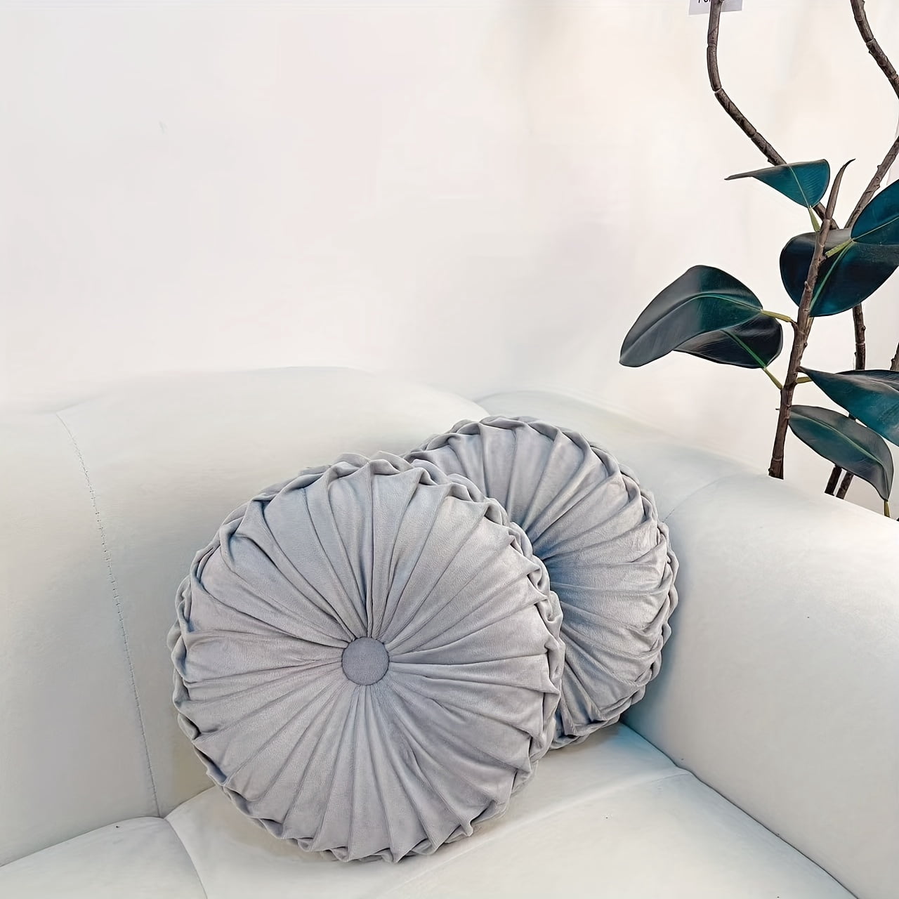 2pcs Velvet Round Pumpkin Pillow Plush Throw Cushion for Sofa, Bed ...