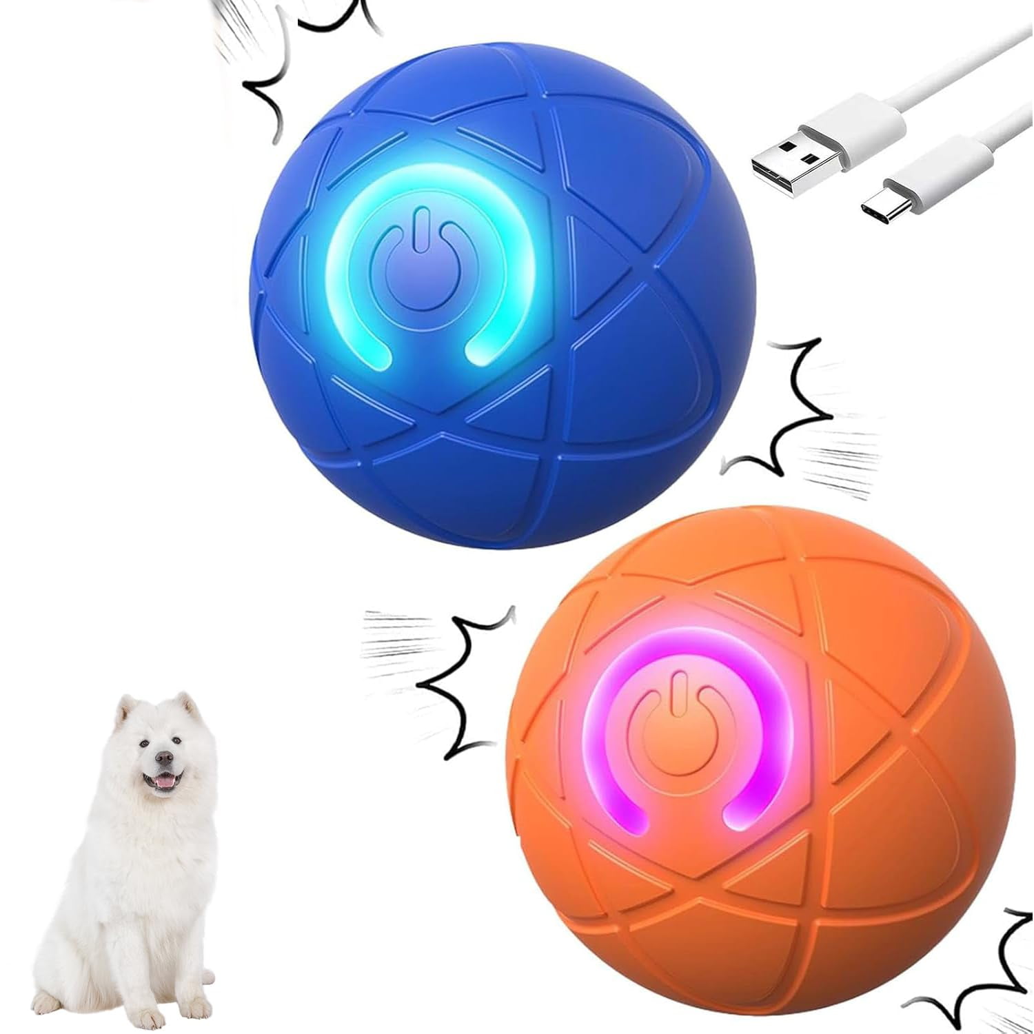 2pcs Vibrating Dog Ball, MSF2 Dog Shaking Ball Toy, Pet Bounce Ball ...