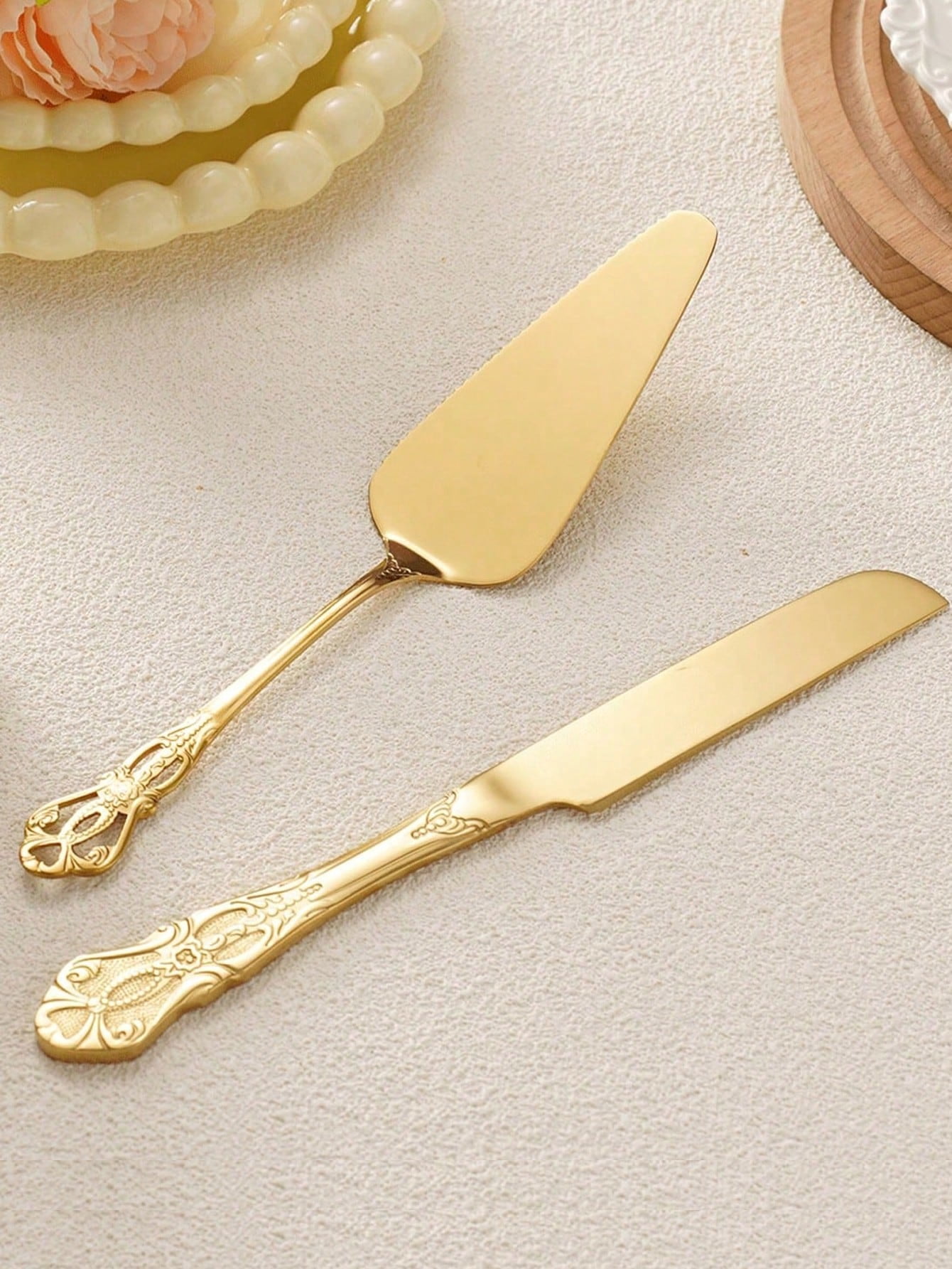 2pcs Vintage Royal Cake Serving Set Elegant Stainless Steel Cake Knife ...