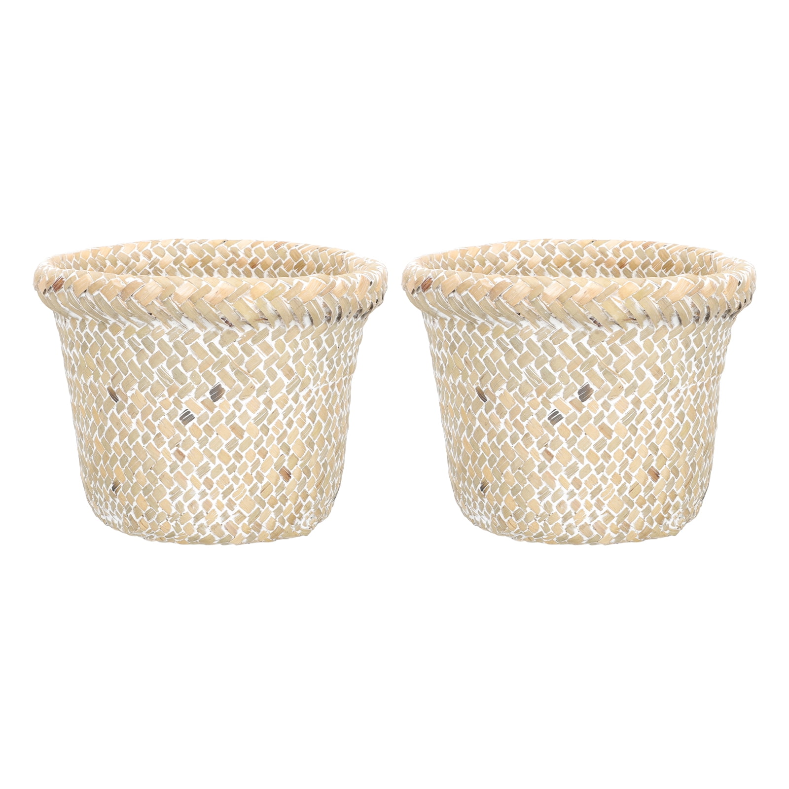 White Woven Baskets for Home Storage and Decor 2 Pieces Synthesis ...