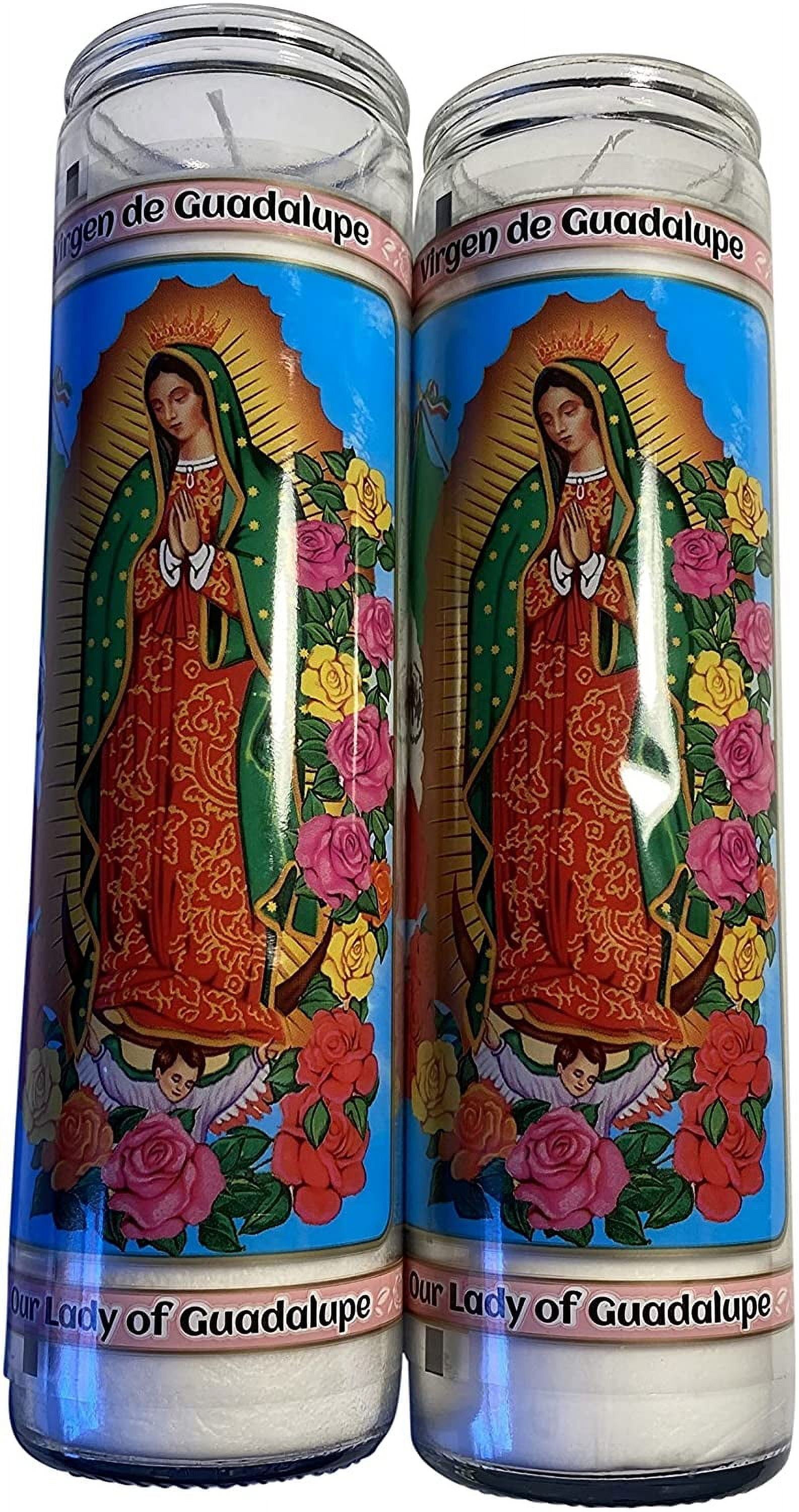 2pcs Virgen De Guadalupe White /// set of 2 Our Lady of Guadalupe Glass ...