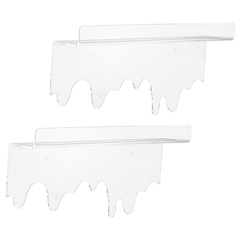 2pcs Wall Floating Shelf Wall-mounted Transparent Wall Cosmetics ...