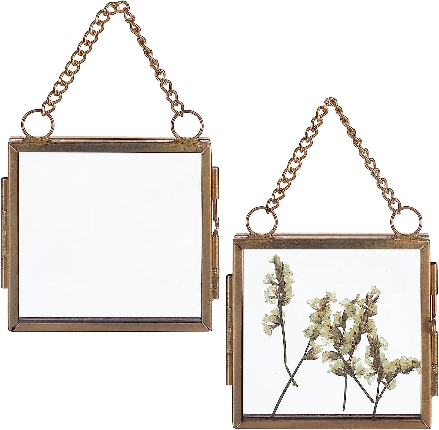 2pcs Wall Hanging Mini Photo Frames Double Glass Picture Frame with ...