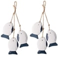 2pcs Wall Hangings Decorative Wooden Blue Fish Ornaments Nautical Home ...