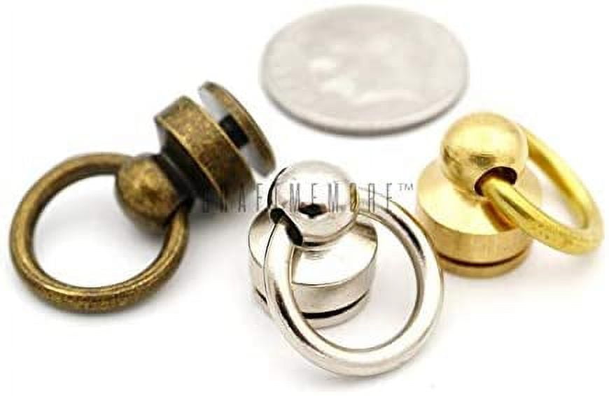 2pcs Wallet Chain Connector Solid Brass Ball Post Screwback O-Ring ...