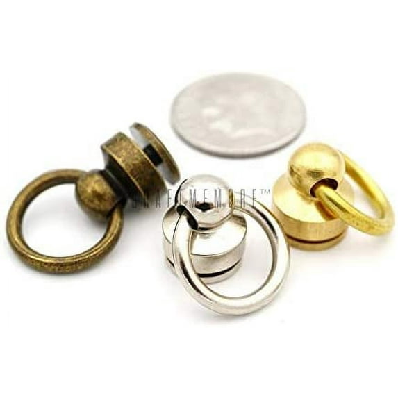2pcs Wallet Chain Connector Solid Brass Ball Post Screwback O-Ring ...