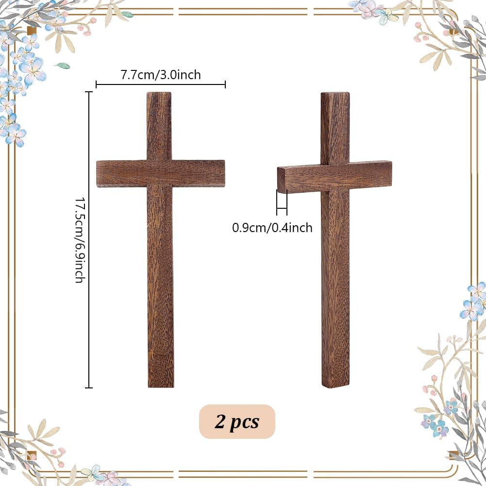 2pcs Walnut Wooden Crosses 6.8 inch Wood Cross Solid Wooden Hand Cross ...