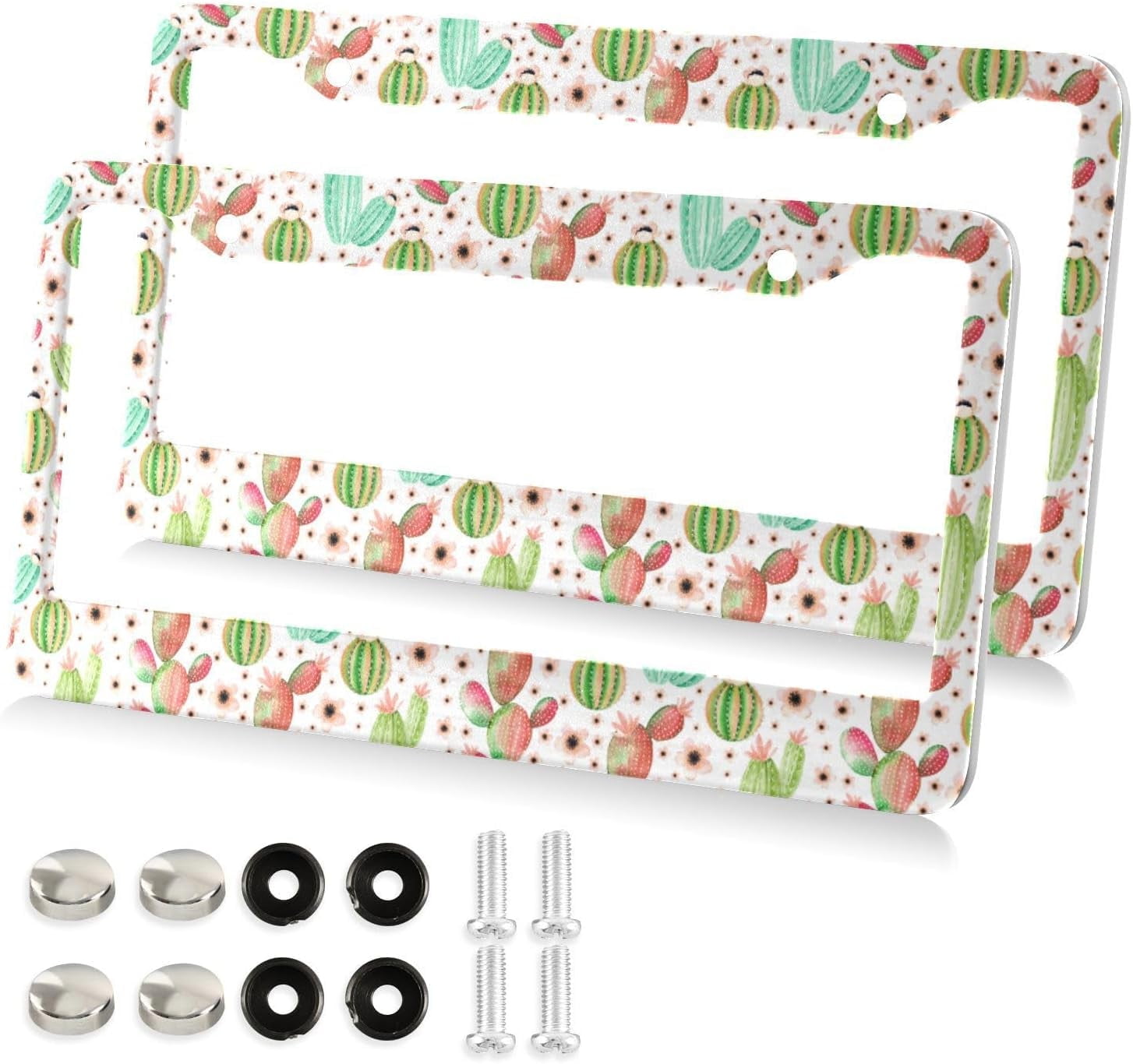 2pcs Watercolor Cactus License Plate Frame for Car Accessories ...