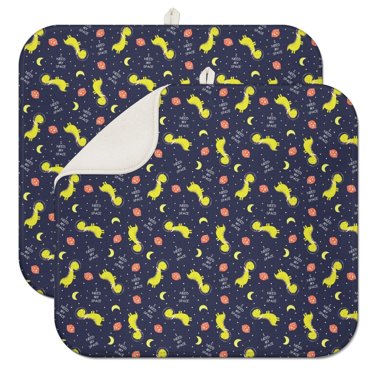 2pcs Watercolor Dinosaur Kitchen Mat Set, Super Absorbent Microfiber ...
