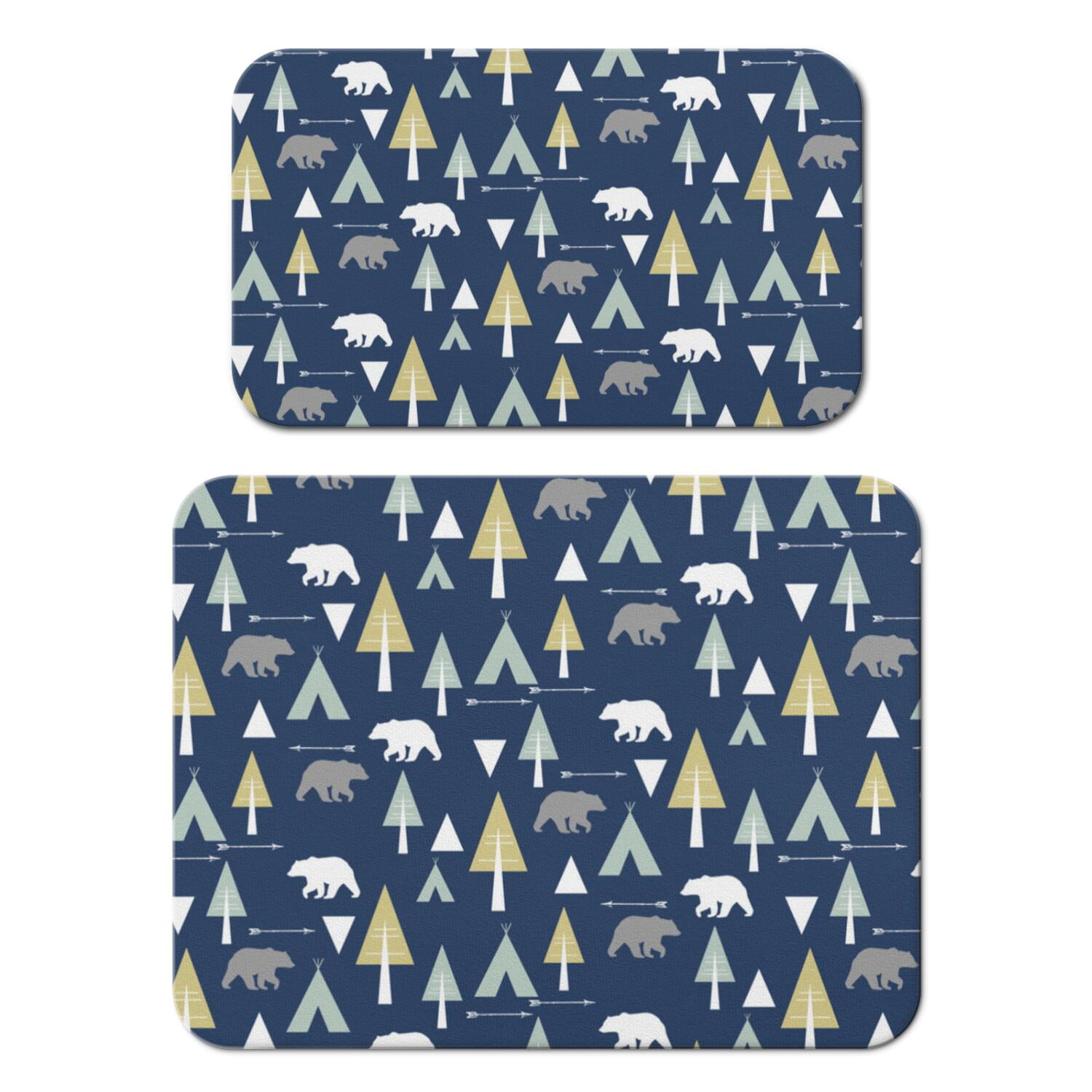 2pcs Watercolor Grizzly Bear Coffee Mat, Vintage Hunting Bear Print ...