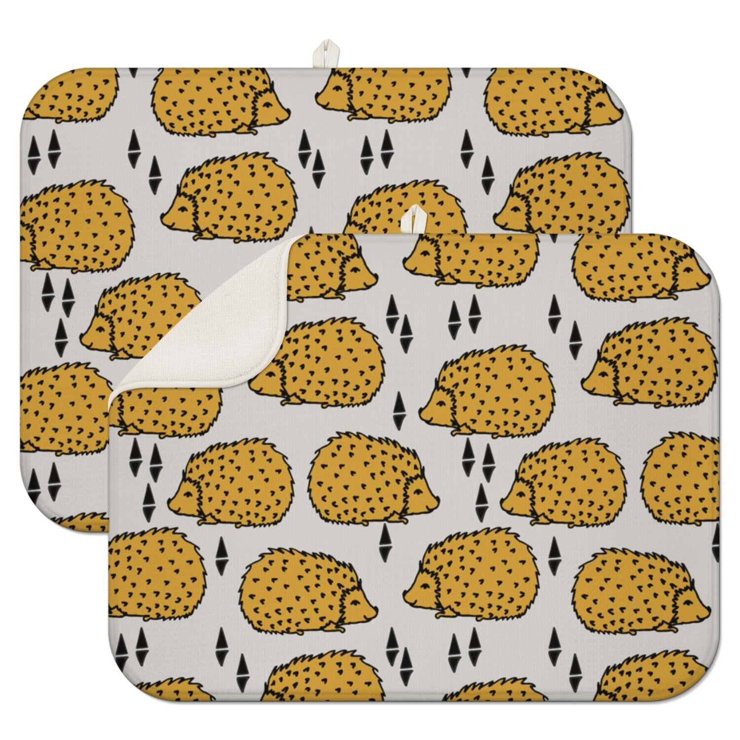 2pcs Watercolor Hedgehog Dish Mat - Heat Resistant & Quick Dry ...