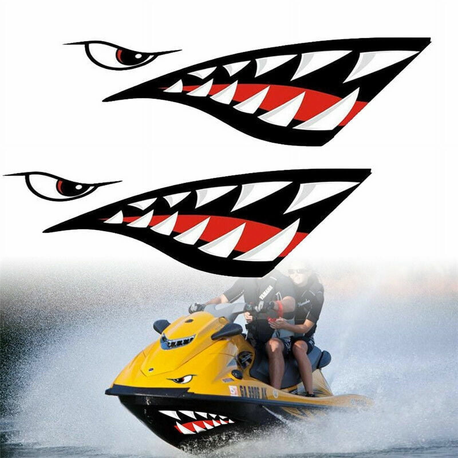 2pcs Waterproof Rowing Kayak Boat Shark Teeth Mouth Sticker Vinyl Decal ...