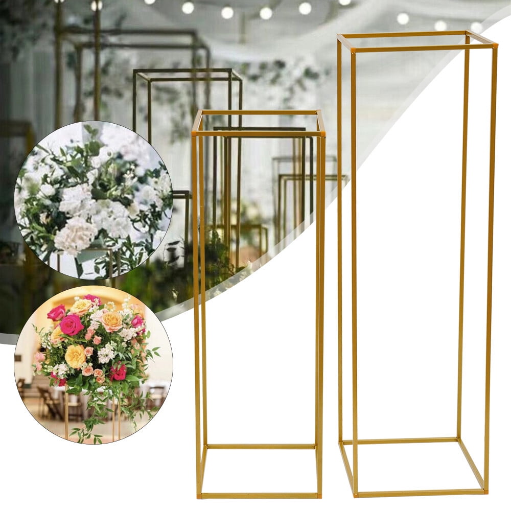 2pcs Wedding Gold Metal Floor Flower Stand Backdrop Decoration Rack ...