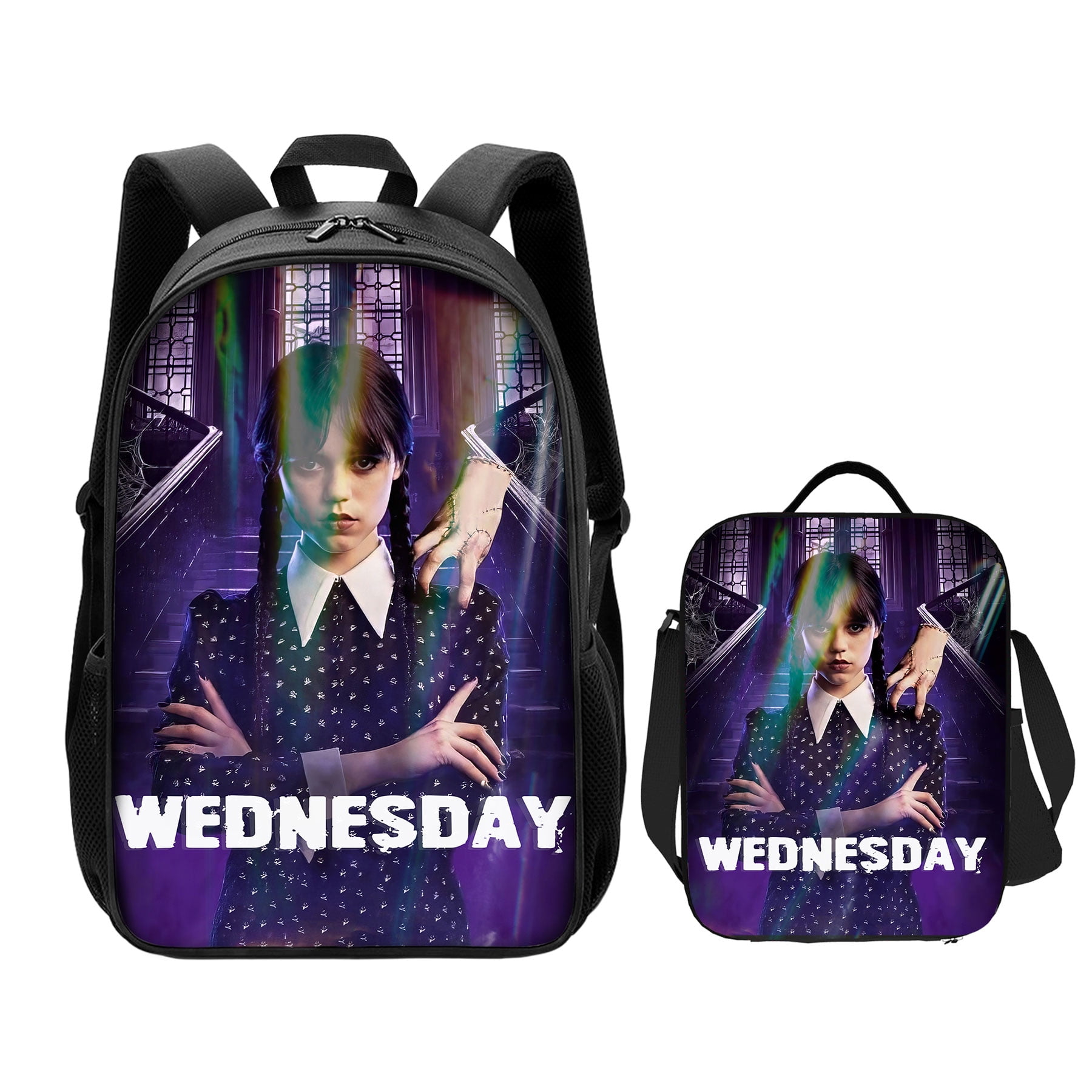 2pcs Wednesday Backpack Set Novelty Laptop Backpack With Lunch Bag ...