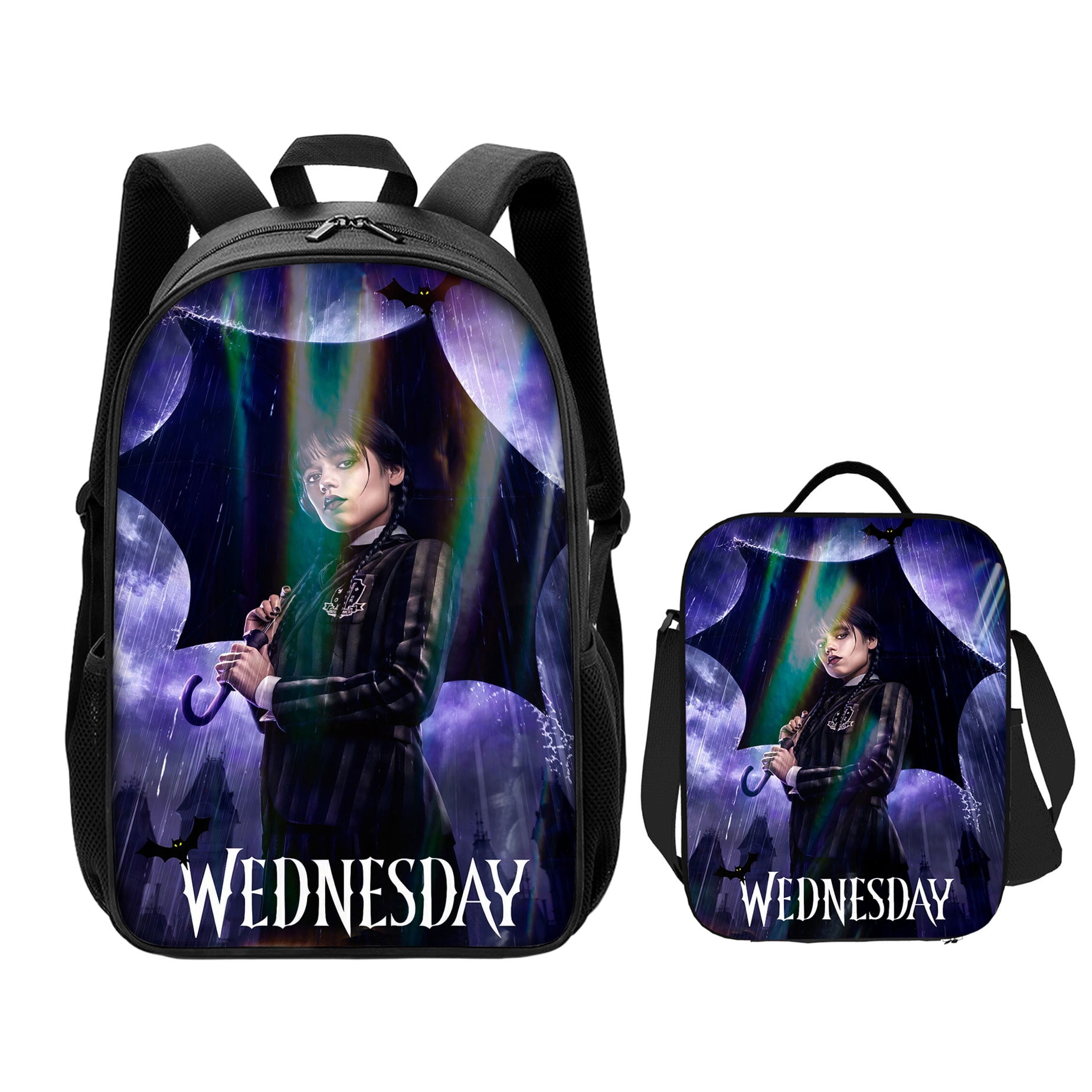 2pcs Wednesday Backpack Set Novelty Laptop Backpack With Lunch Bag ...