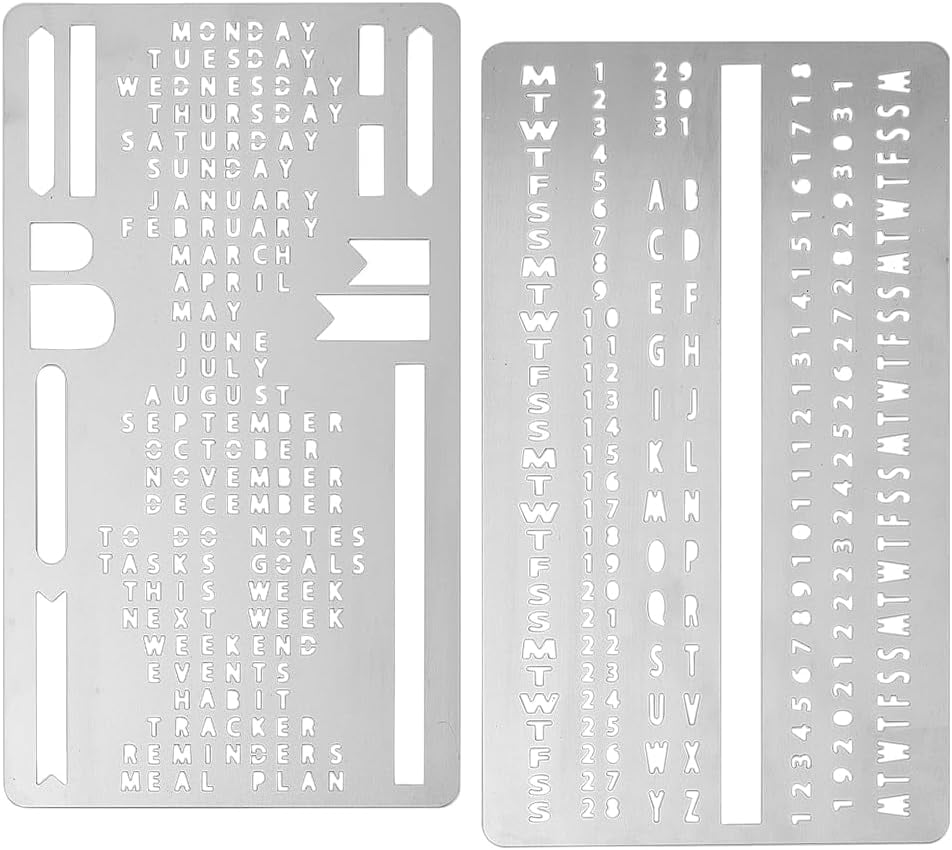 2pcs Week Month Time Planning for DIY m Metal Stencils Templates (4x7 ...