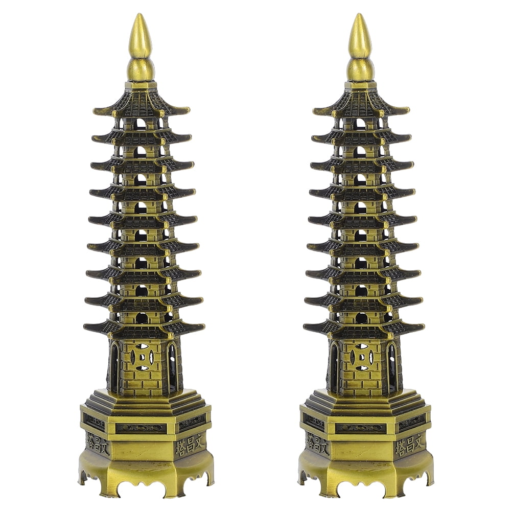 2pcs Wenchang Tower Figurine: Chinese Style Tower Sculpture Home ...