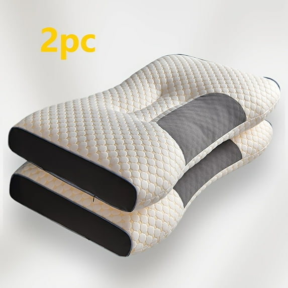 2pcs White Checkered High Pillows - Soft, Supportive Neck & Back ...