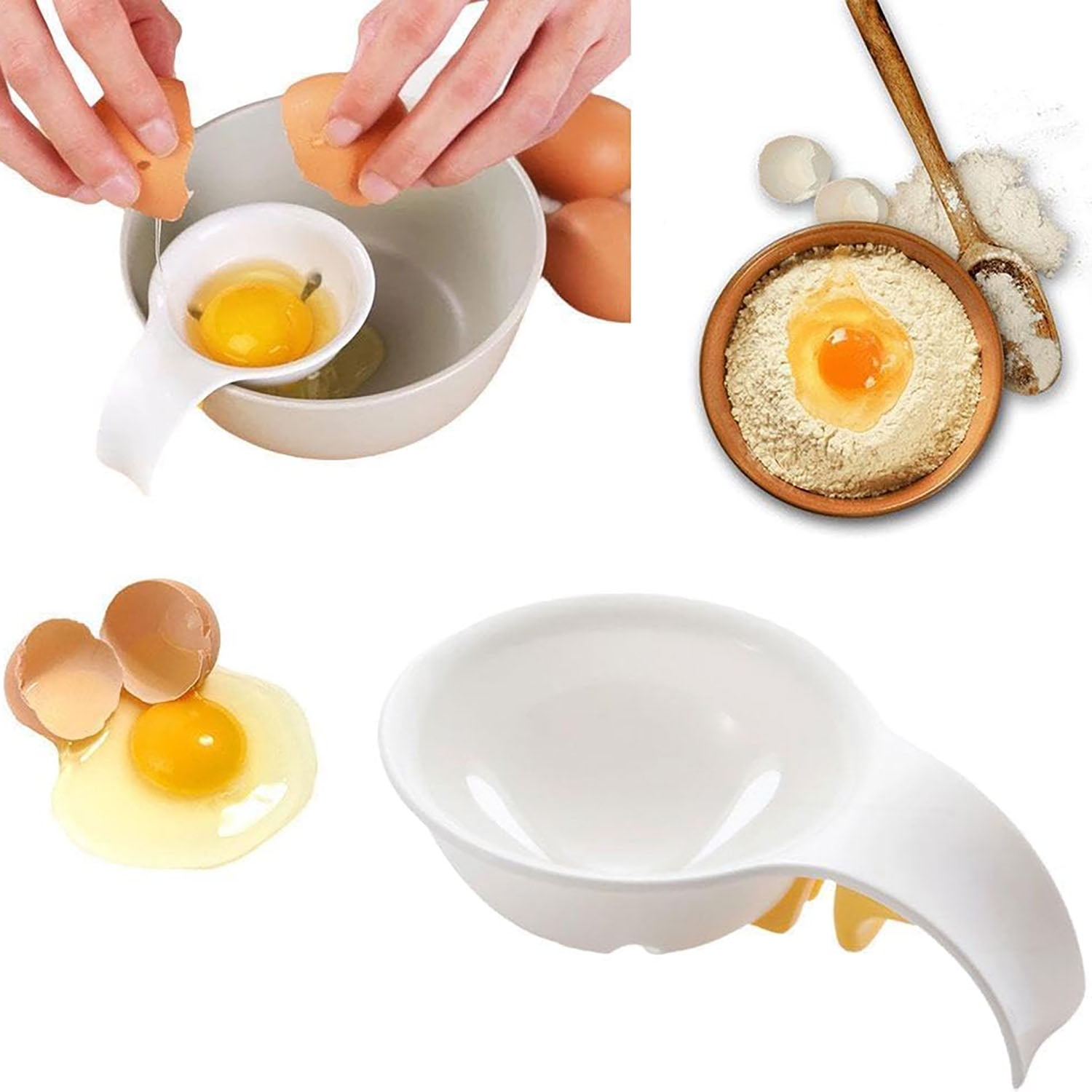 2pcs White Egg White Yolk Separator, Egg Separator for Raw Eggs, Bowl ...