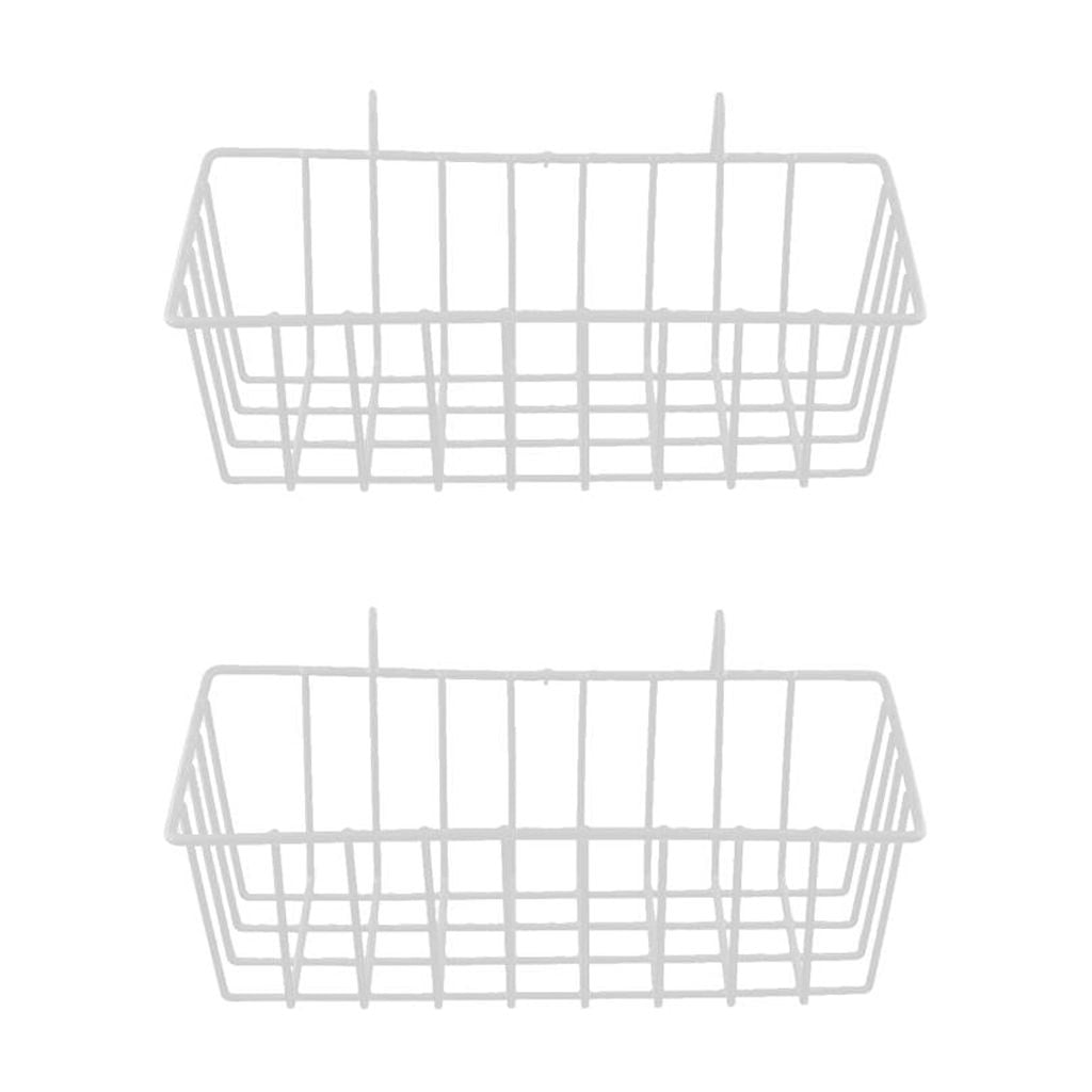2pcs White Grid Basket Basket with Hanging Hook, Wall-mounted Organizer ...