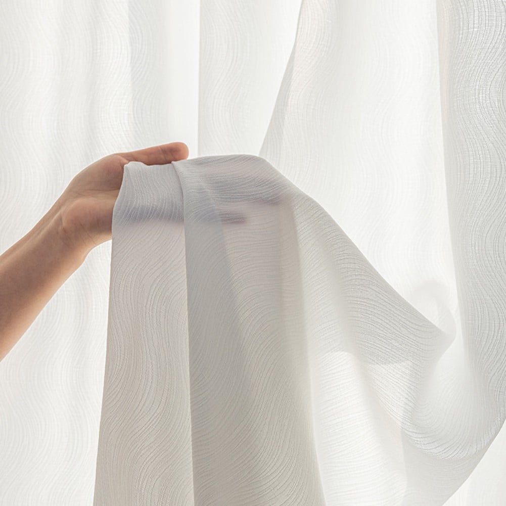2pcs White Texture Light Filtering Curtains Rod Pocket Panels 39.4" x ...