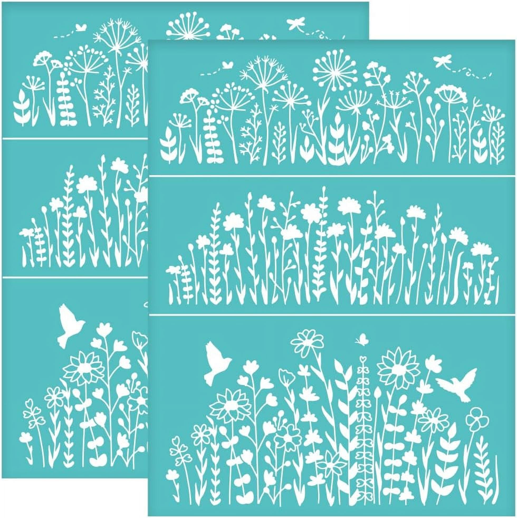 2pcs Wildflower Silk Screen Printing Stencils Self-Adhesive Silk Screen ...