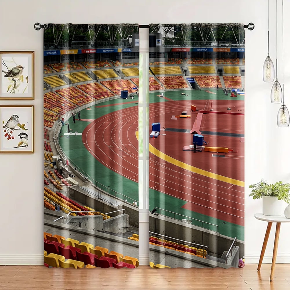 2pcs Window Curtains Colorful racing track Versatile Polyester Without ...