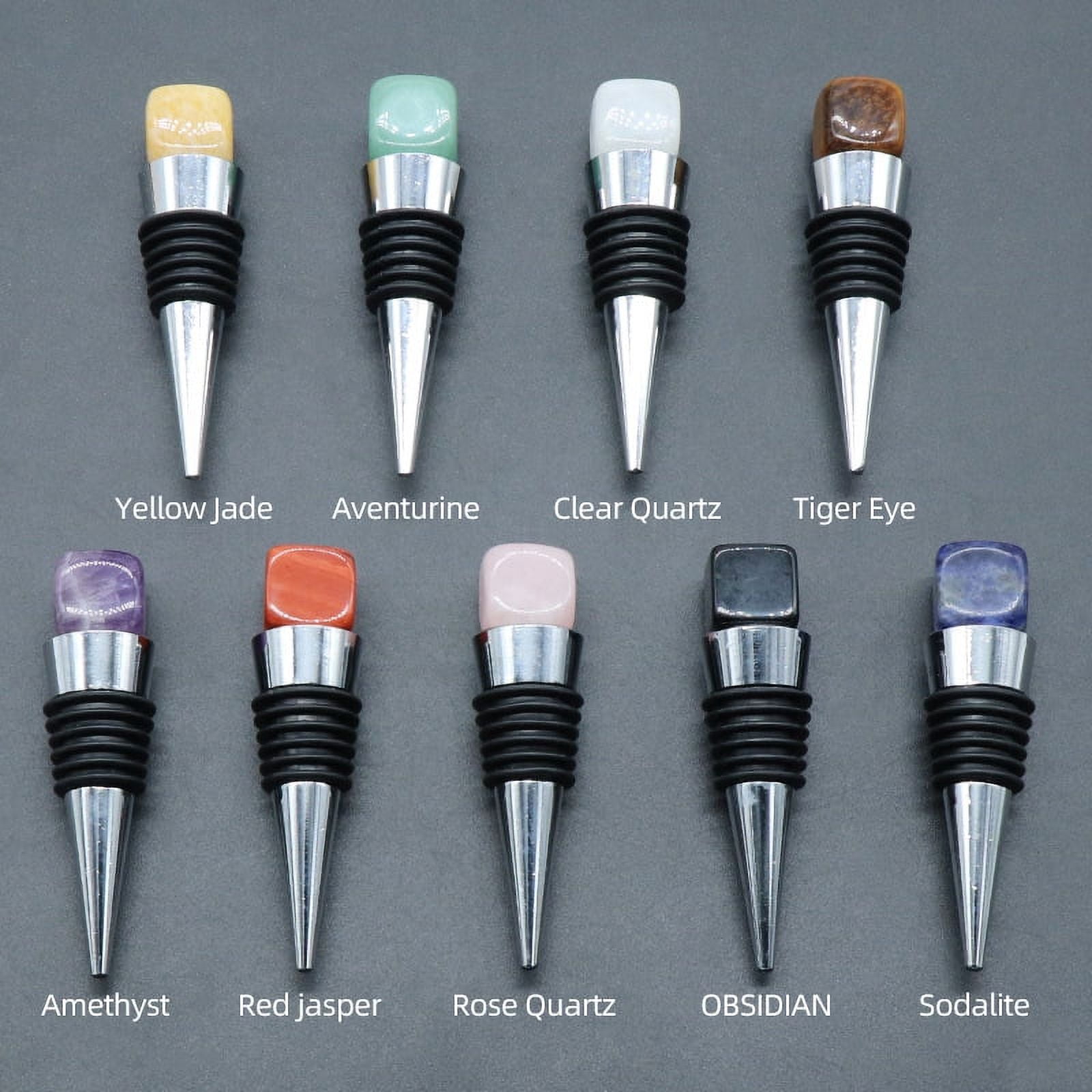 2pcs Wine Bottle Stoppers With Crystal Jade Decor Wine Bottle Plug ...