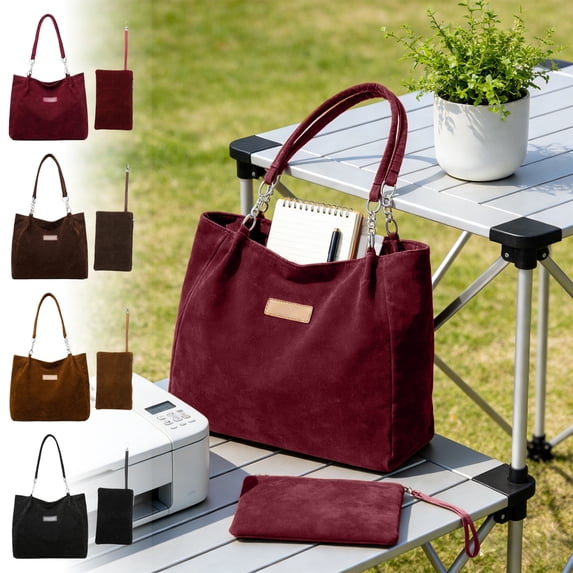 2pcs Women's Large Capacity Tote Bag & Wristlet Set - Water-Repellent ...