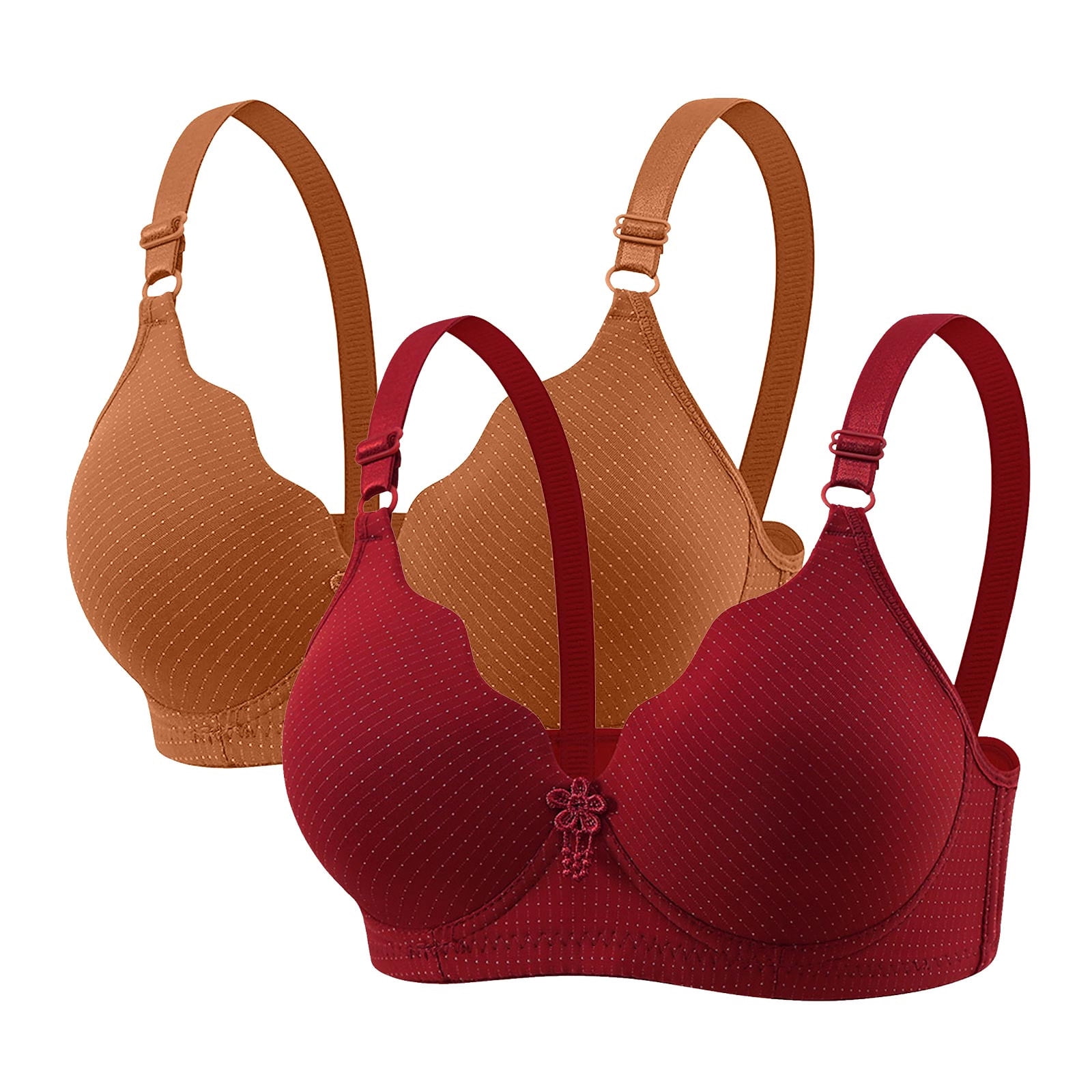 2pcs Womens Bras Comfortable Wireless Daily Bras Seamless Adustable ...