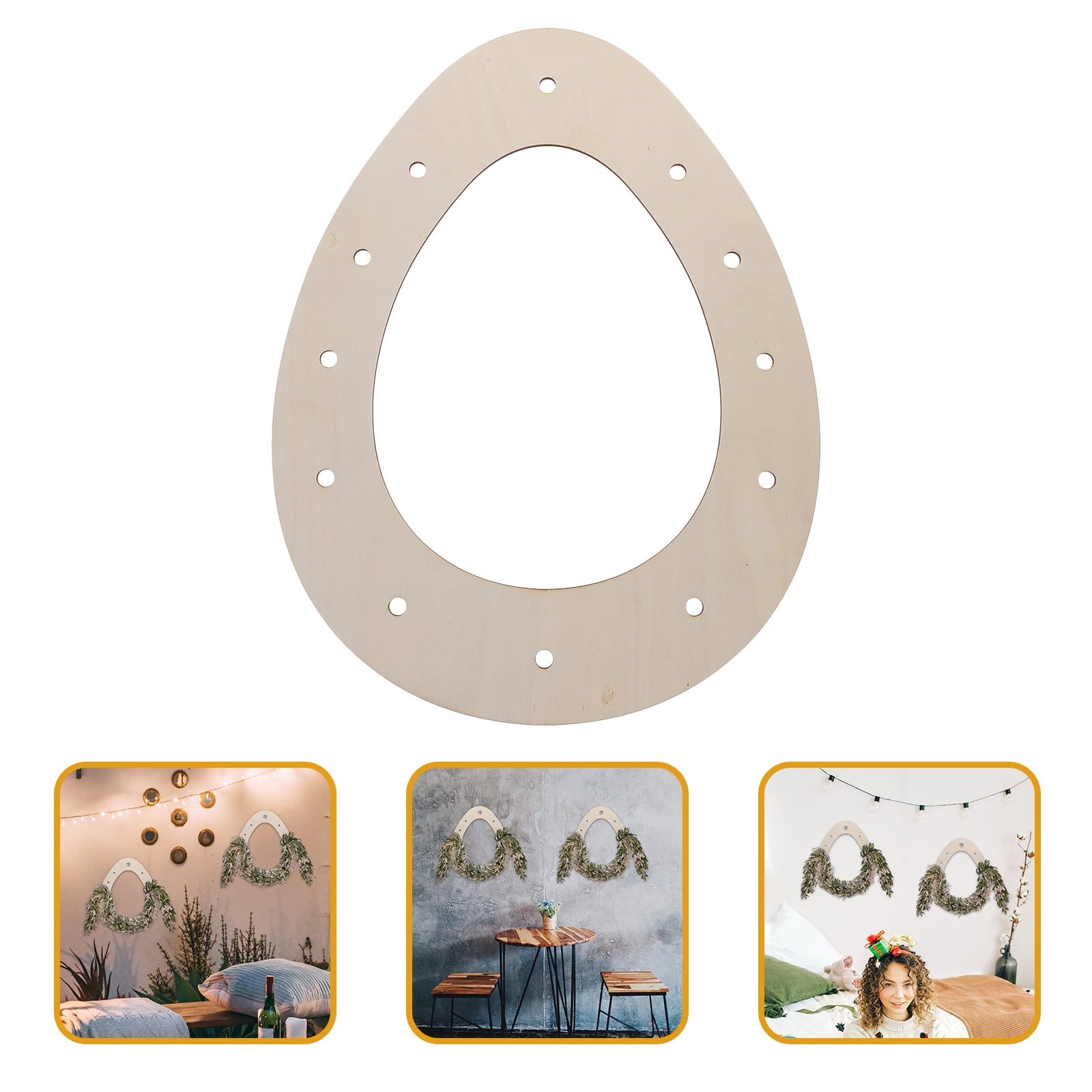 2pcs Wood Easter Wreath Bases Blank Wooden Easter Egg Shaped Wreath ...