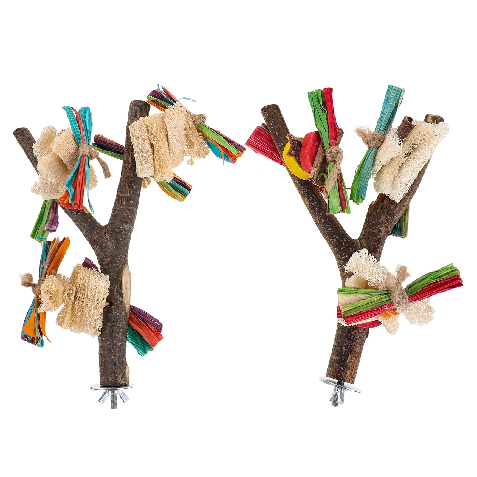 DEEPCRAFF 2Pcs Assorted Color Wood Parrot Perch Stand for Indoor ...