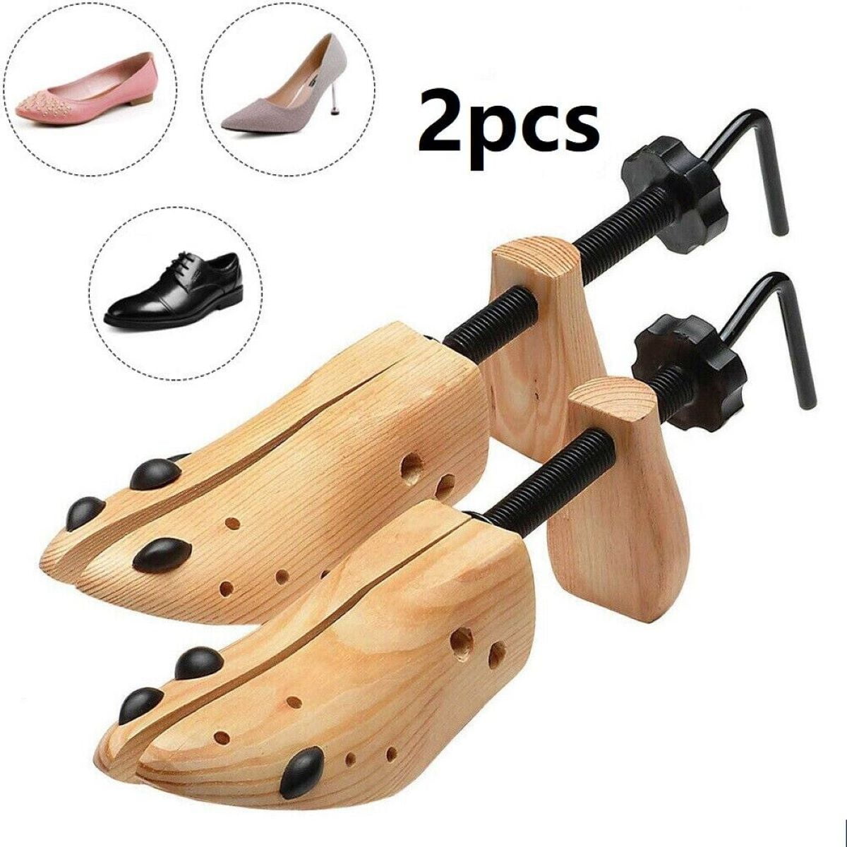 2pcs Wooden Adjustable Shoe Stretcher Expander Men Women Boot Size S ...