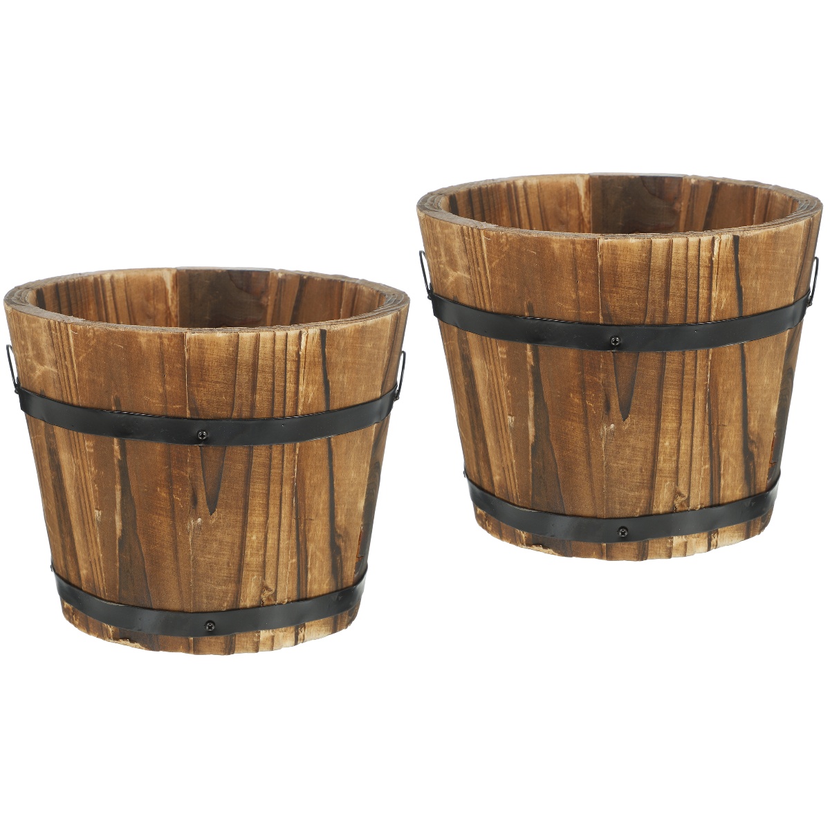 2pcs Wooden Flower Bucket Decorative Rustic Flower Pot Succulents ...