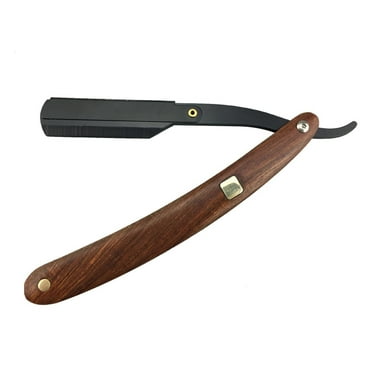 Wooden Handle Black Chic Straight Barber Steel Razors Shaving Folding ...