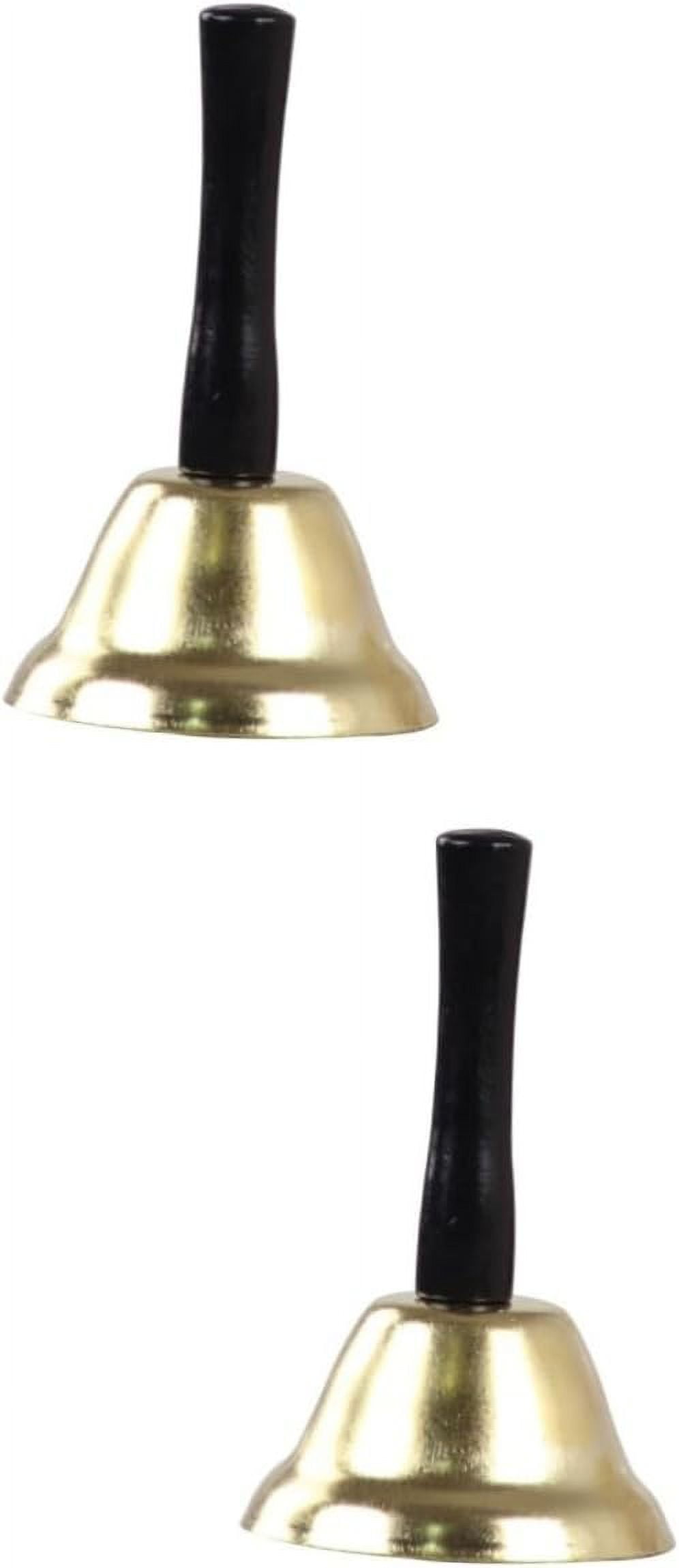 2pcs Wooden Handle Rattle Wedding Ringer Brass Bells Church Hand Bells ...