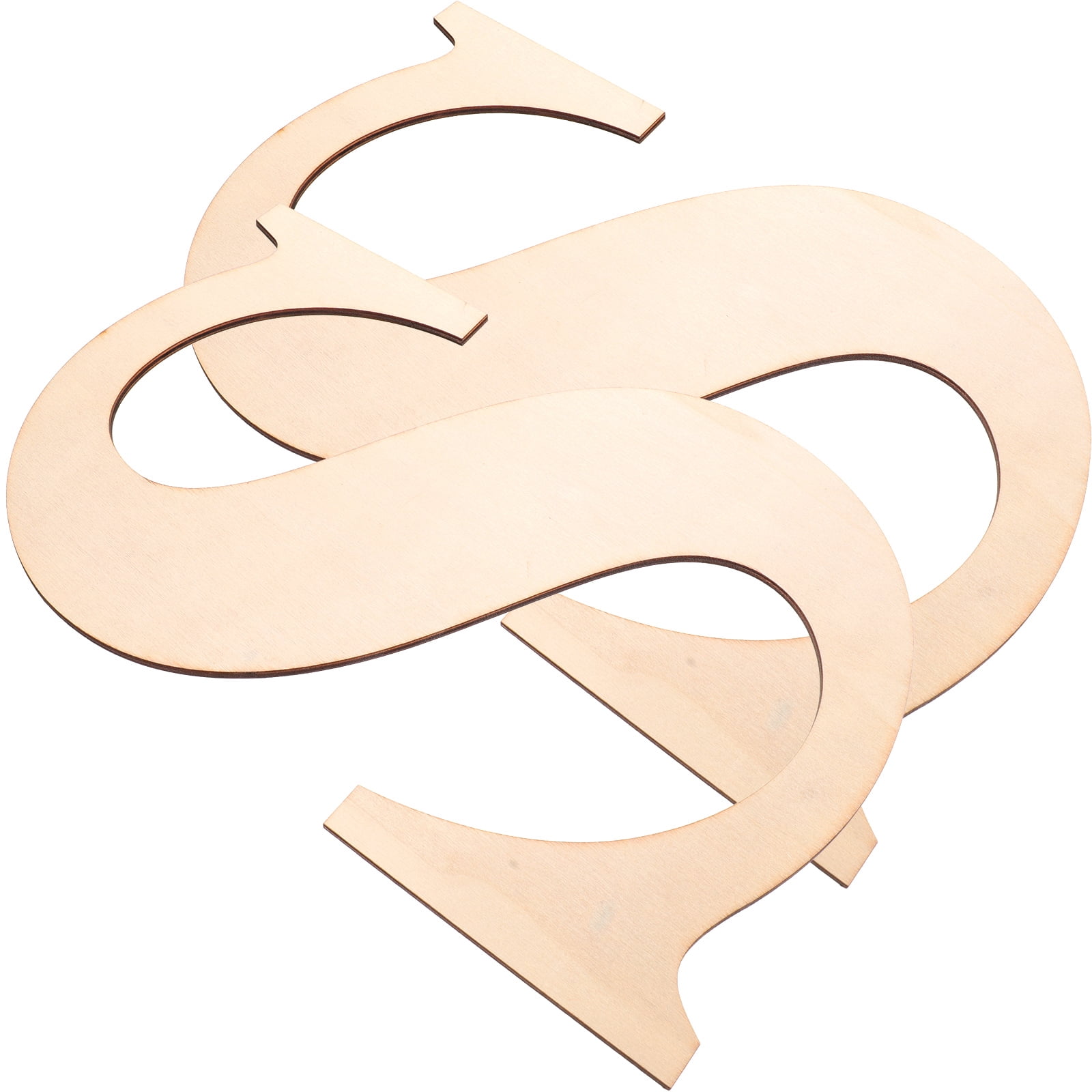 2pcs Wooden Letters Big Wooden Letter S Shape Cutouts Blank Unfinished ...