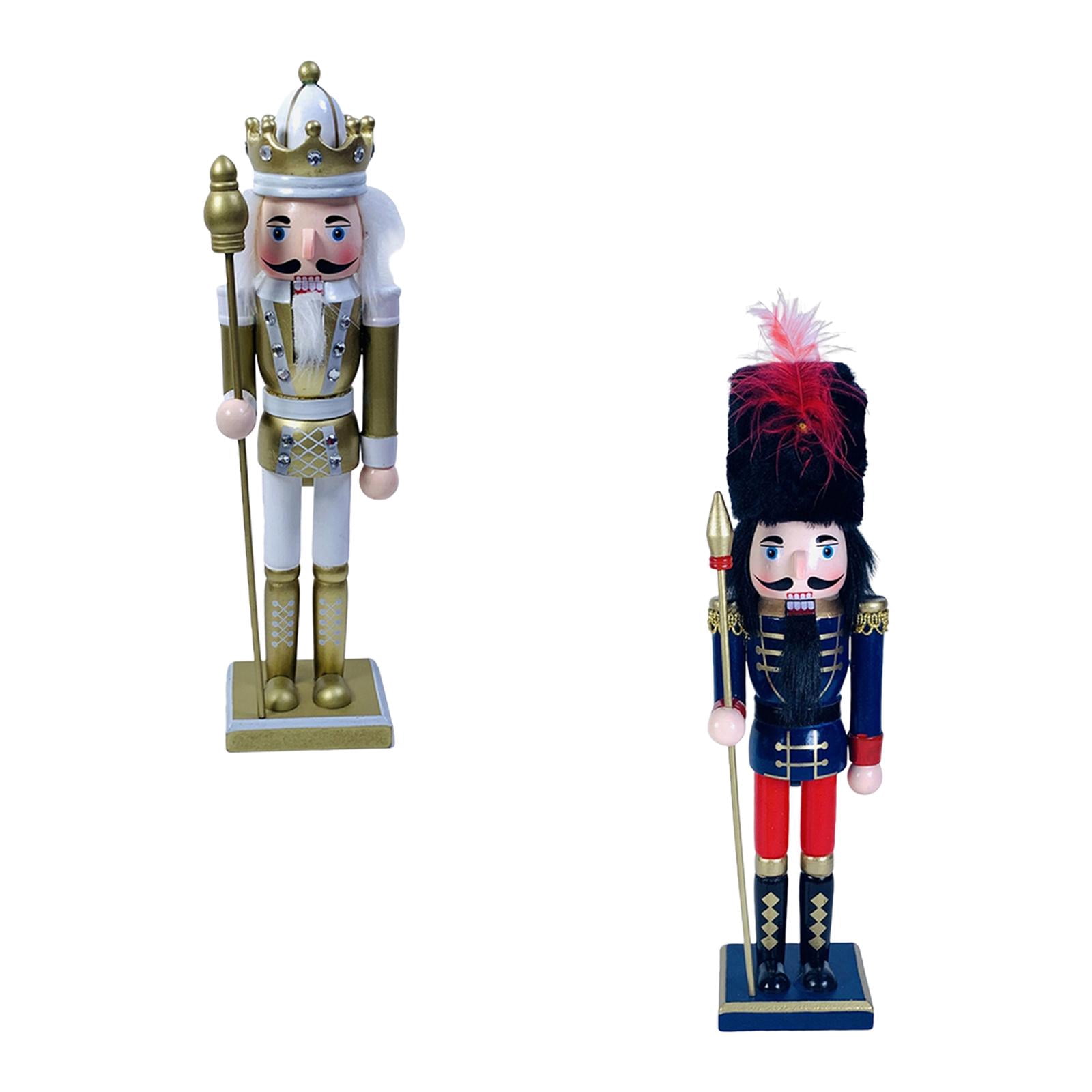 2pcs Wooden Nutcracker Soldier Figurine Photography Props Collectible ...